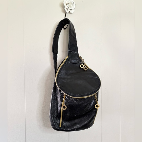 Perlina | Bags | Perlina Black Soft Leather Sling Bag Gold Hardware ...